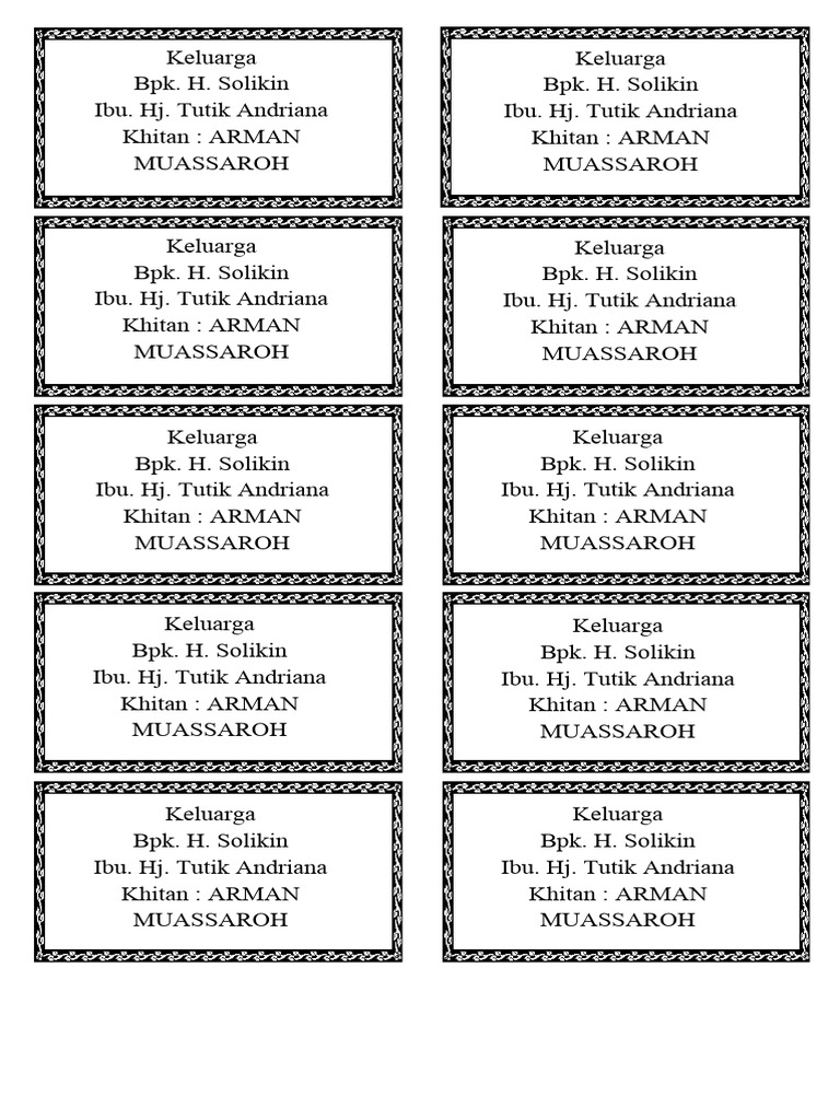 Undangan Kotak Ukuran Rokok | PDF