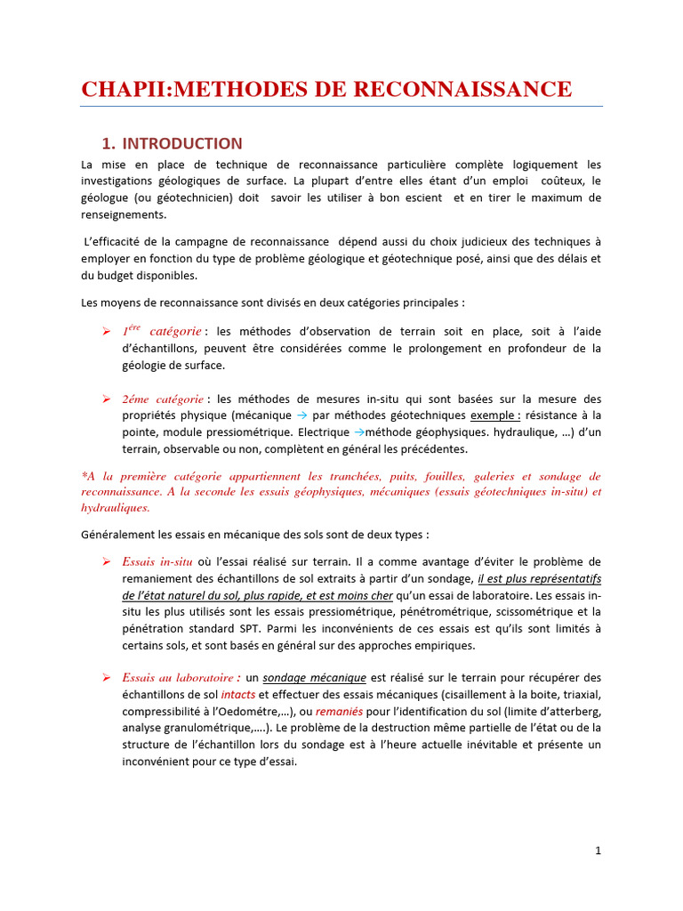 Méthodes de Reconnaissance Géotechnique | PDF | Génie géotechnique | Sciences de la terre