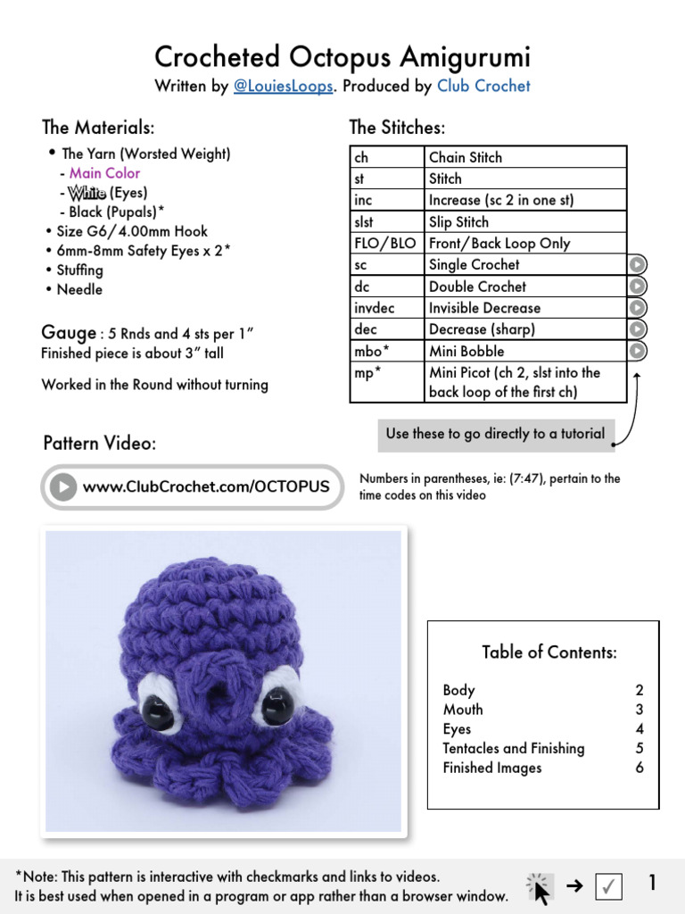 Octopus Crochet Pattern - v1 | Download Free PDF | Crochet | Needlework