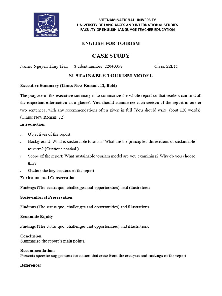 Sustainable Tourism Model Case Study | PDF