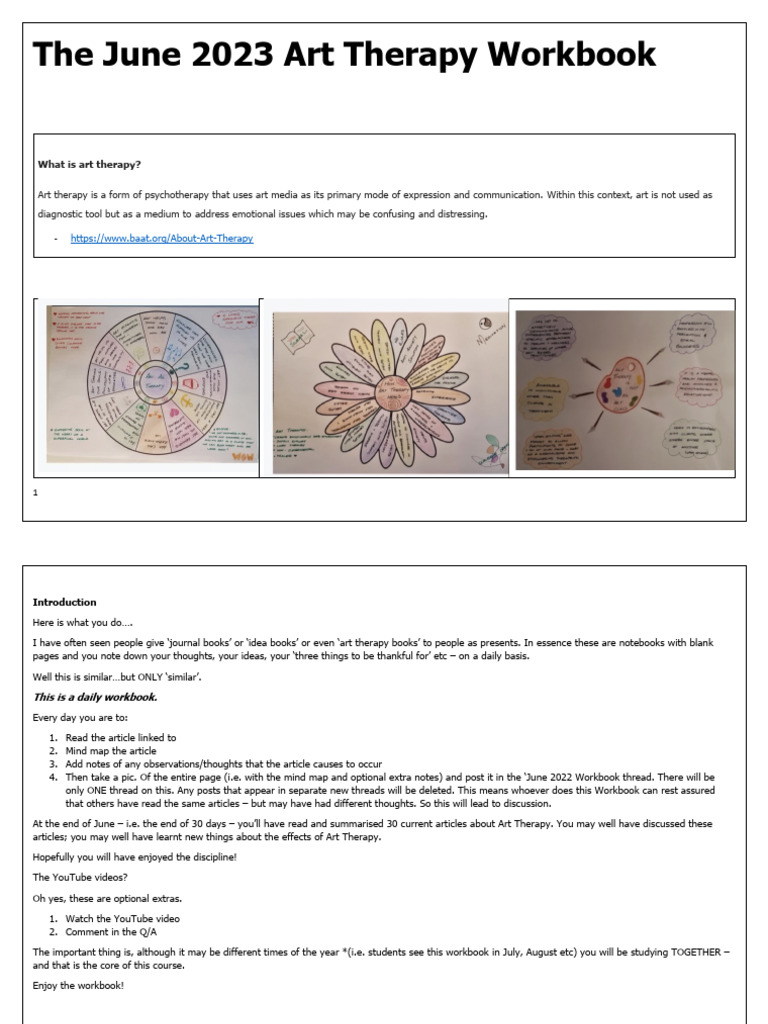 June 202333 Work Book Art | PDF | Psychotherapy | Art Therapy