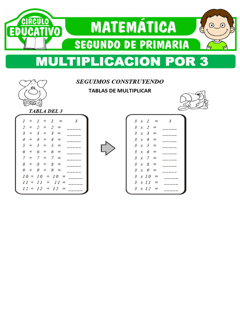 Multiplicacion Por 3 para Segundo de Primaria | PDF