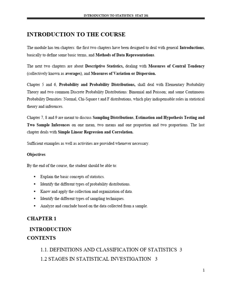 Introduction To Statistics - Doc1 | PDF | Statistics | Level Of Measurement