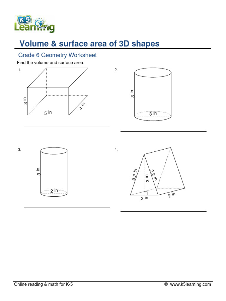 Grade 6 Volume Surface Area 3d Shapes D | PDF