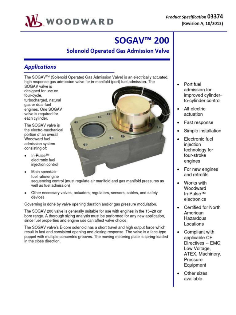 Woodward Sogav 200 | PDF | Valve | Engines