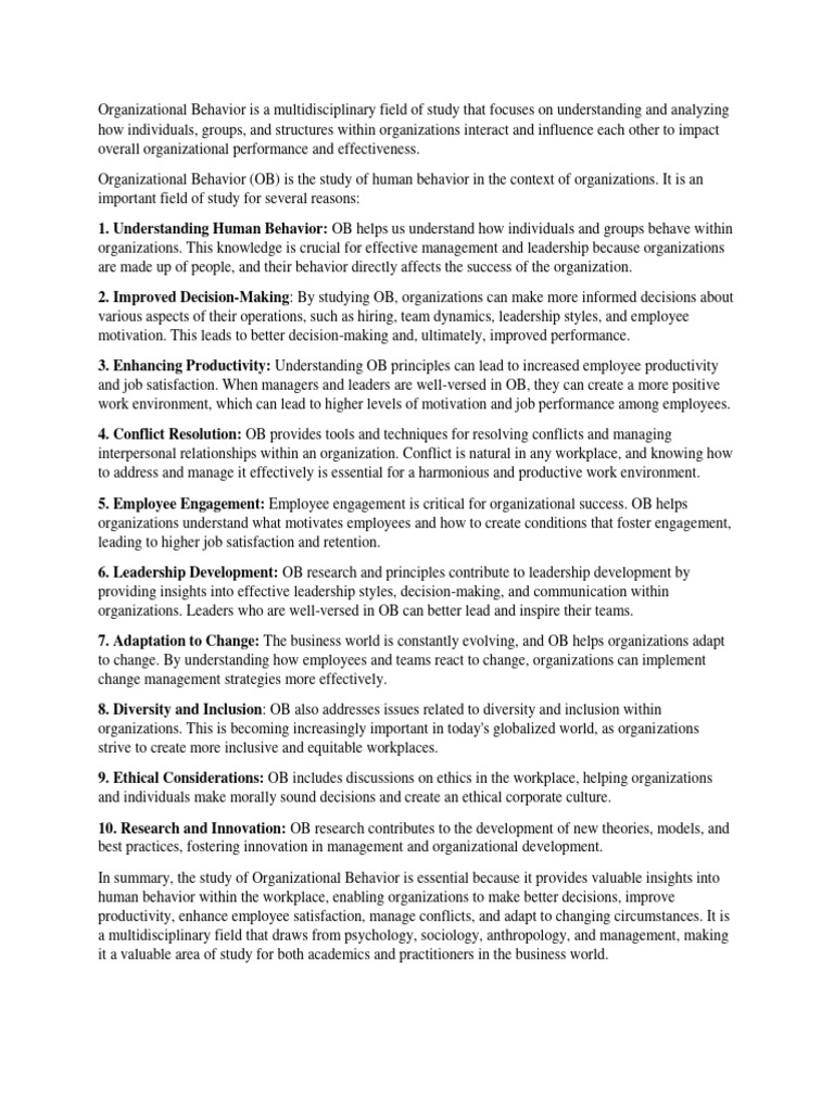 Organizational Behavior 1 | PDF | Nonverbal Communication | Leadership