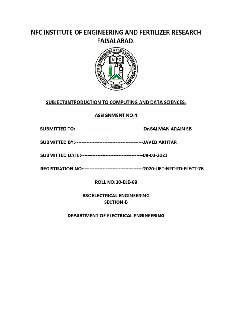 Assignment No.4 - (20-Ele-68) | PDF | Regression Analysis | Linear Regression
