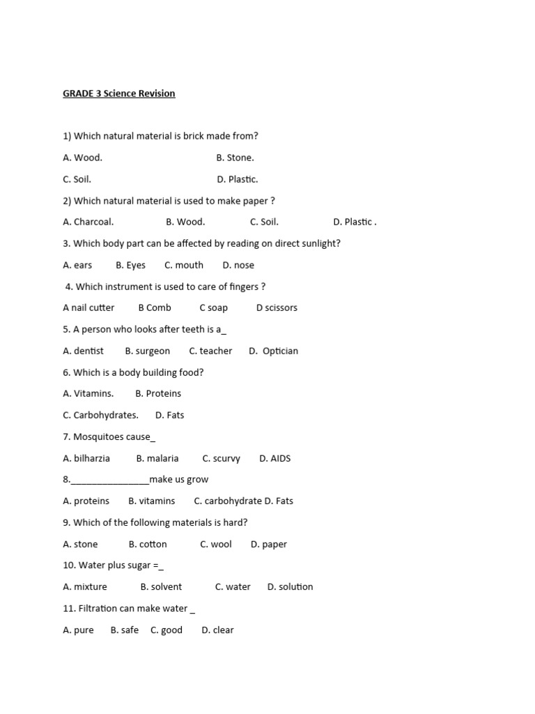 Grade 3 Science Paper 1 | PDF