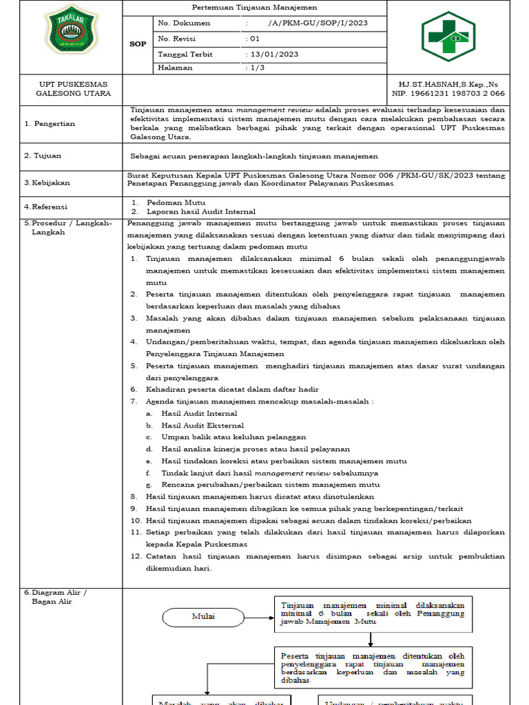 Sop Tinjauan Manajemen Mutu | PDF