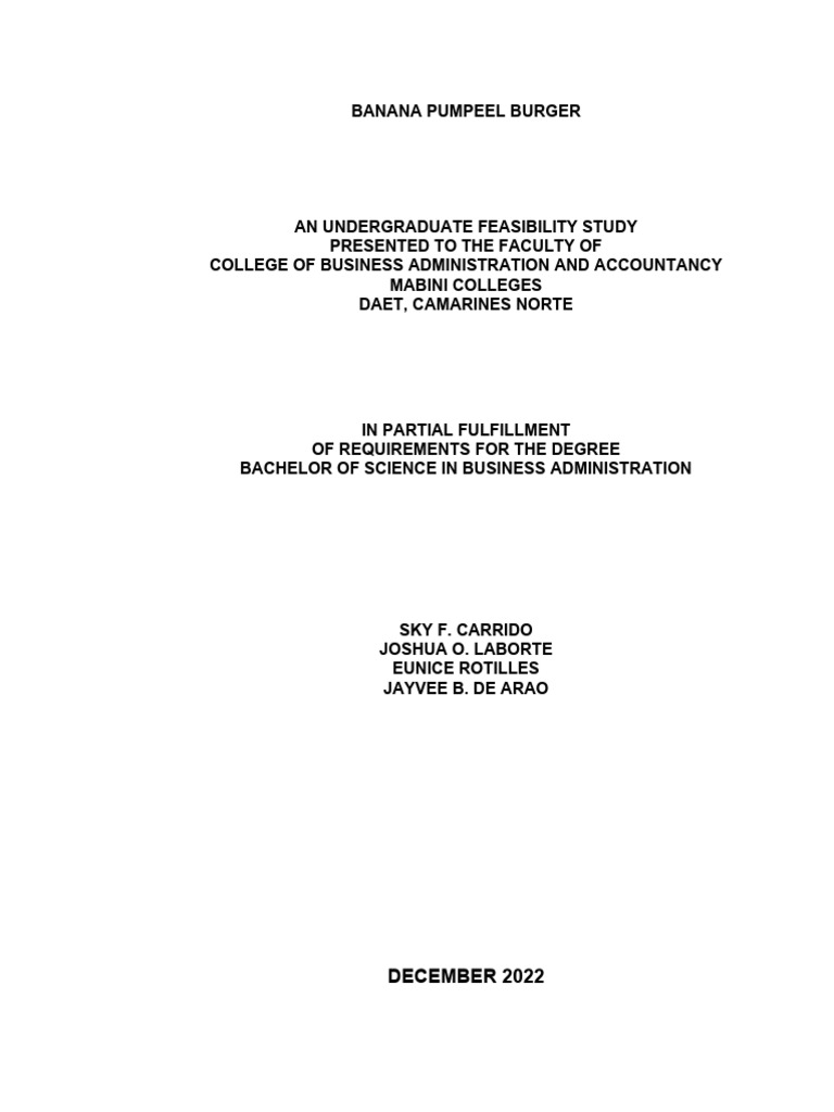 Feasibility Study Final | PDF | Pricing | Demand