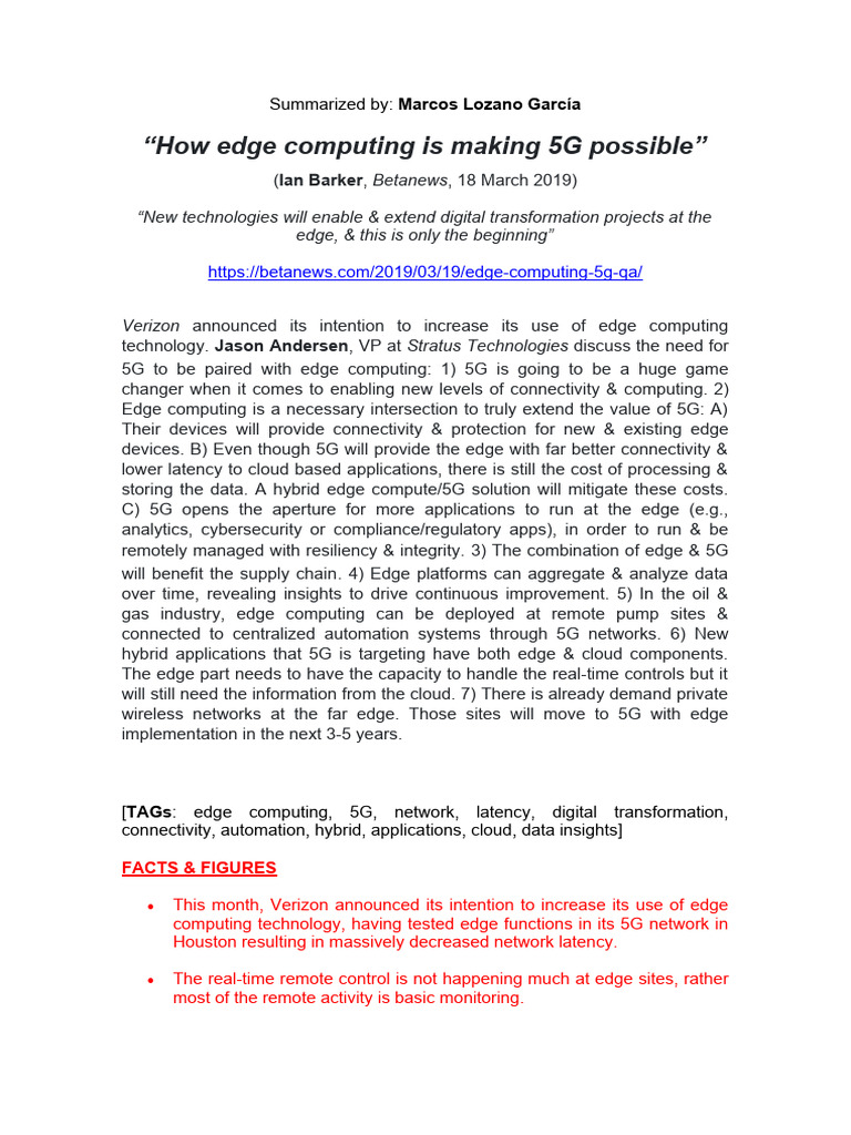 How Edge Computing Is Making 5G Possible | PDF | Cloud Computing ...