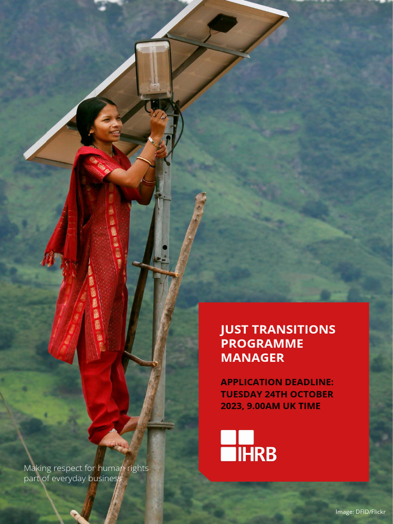 IHRB Recruitment - Just Transition Programme Manager - Job Description | PDF | Recruitment