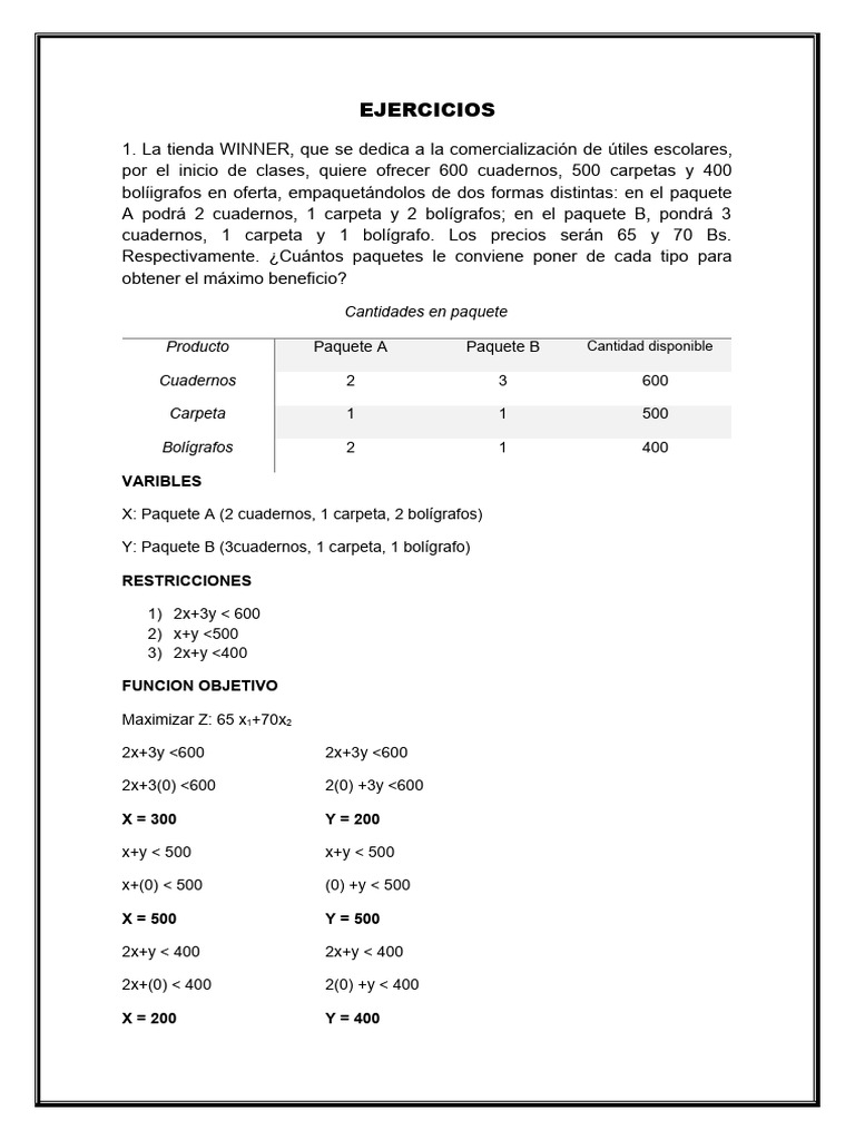 Ejercicios Examen Programacion Lineal | PDF