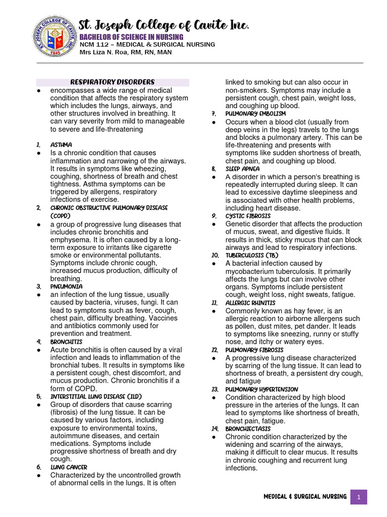 Respiratory Disorders | PDF | Respiratory Tract | Respiratory Diseases