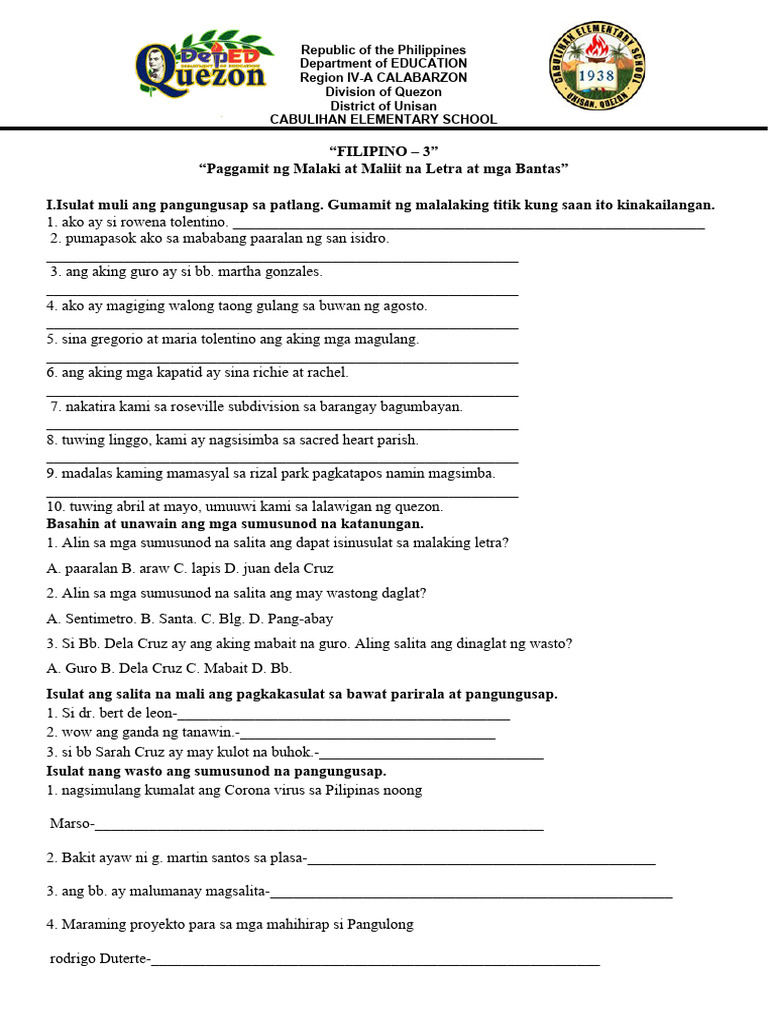 Activity Sheet in Filipino 3 | PDF