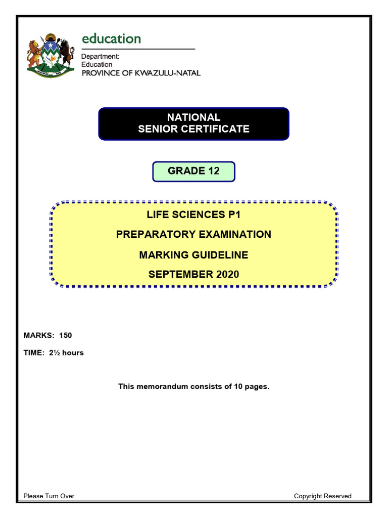 Life Sciences P1 Marking Memo F | PDF | Thyroid Stimulating Hormone ...