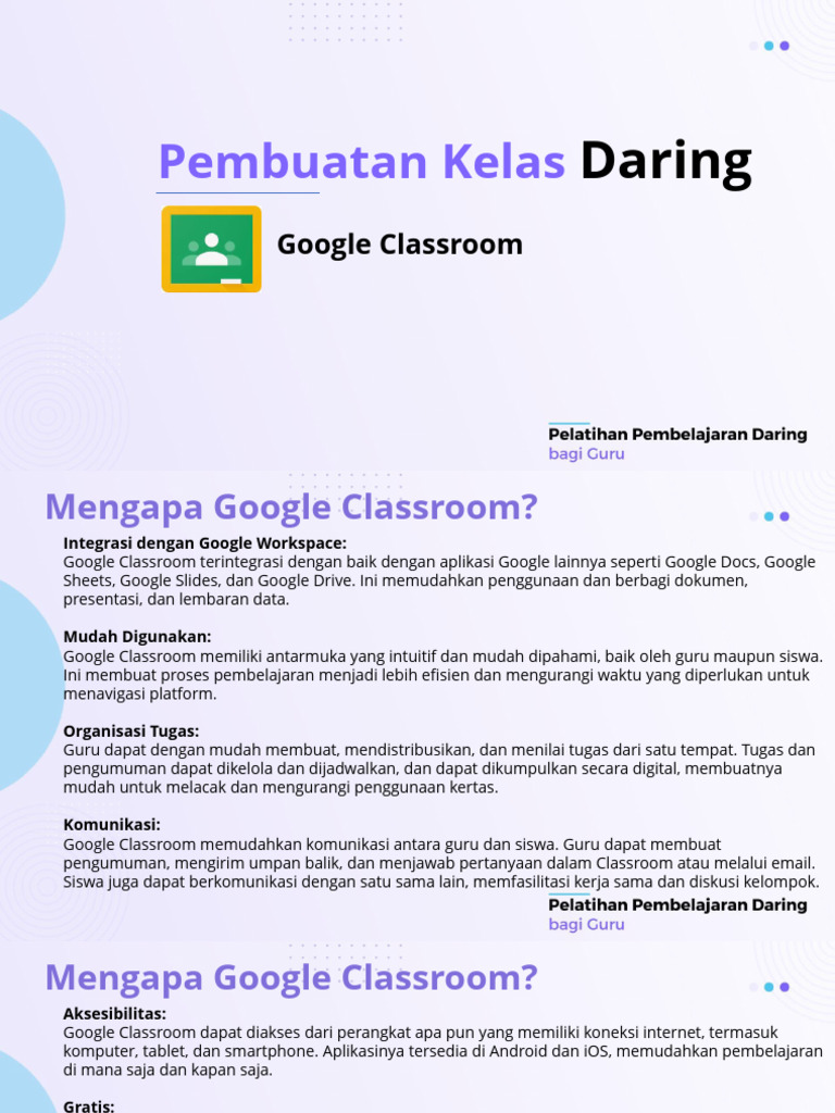 Pembuatan Kelas Daring - Google Classroom | PDF