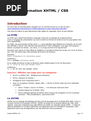 Pdf Apprendre Xhtml Support De Cours Et Exemples De A A Les Balises