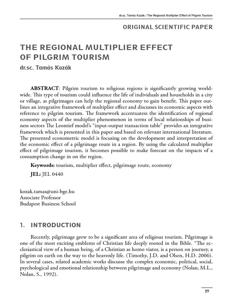 The Regional Multiplier Effect of Pilgrim Tourism PDF | PDF | Input ...