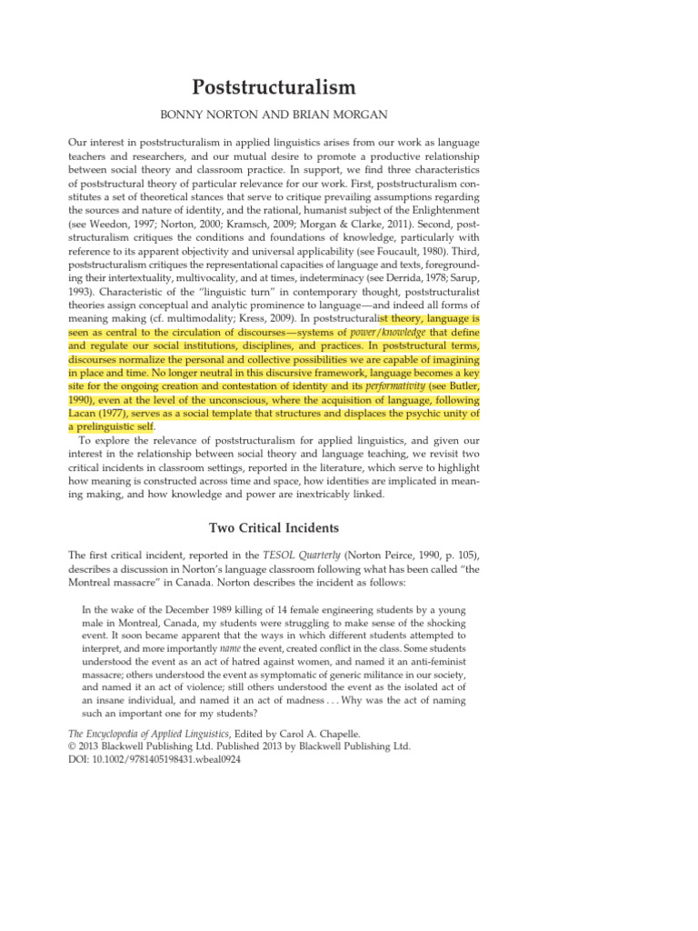 Understanding Poststructuralism in Linguistics | PDF | Discourse | Human Communication