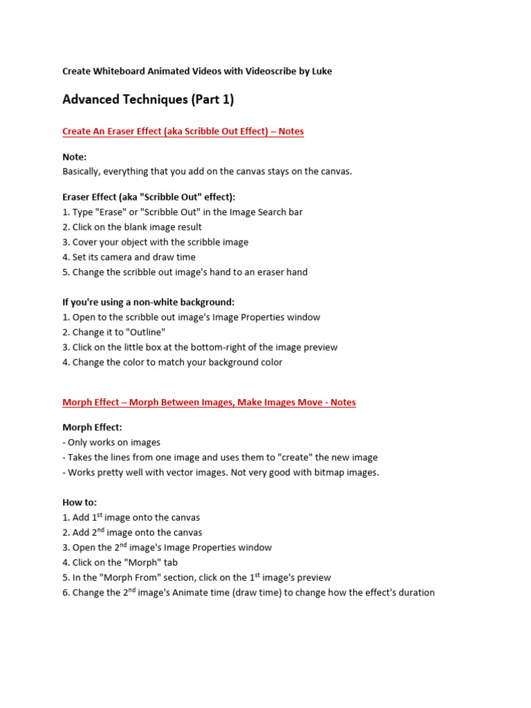 Videoscribe Animation Techniques | PDF | Adobe Illustrator | Computing
