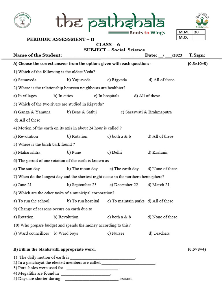 CLASS 6 S.ST P.A-2 | PDF | Astronomy