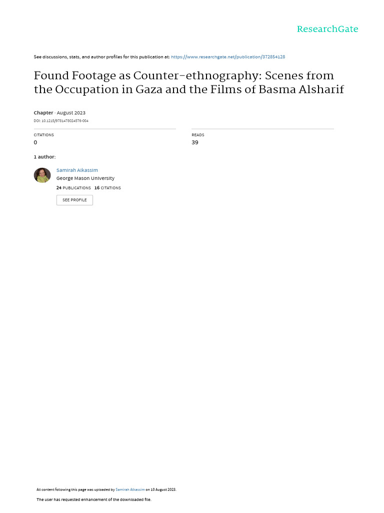 Found Footage As Counter-Ethnography Scenes From T | PDF | Palestinians ...