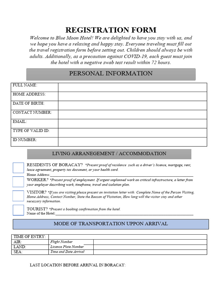 Guest Registration Form | PDF | Pandemic | Emergency Management