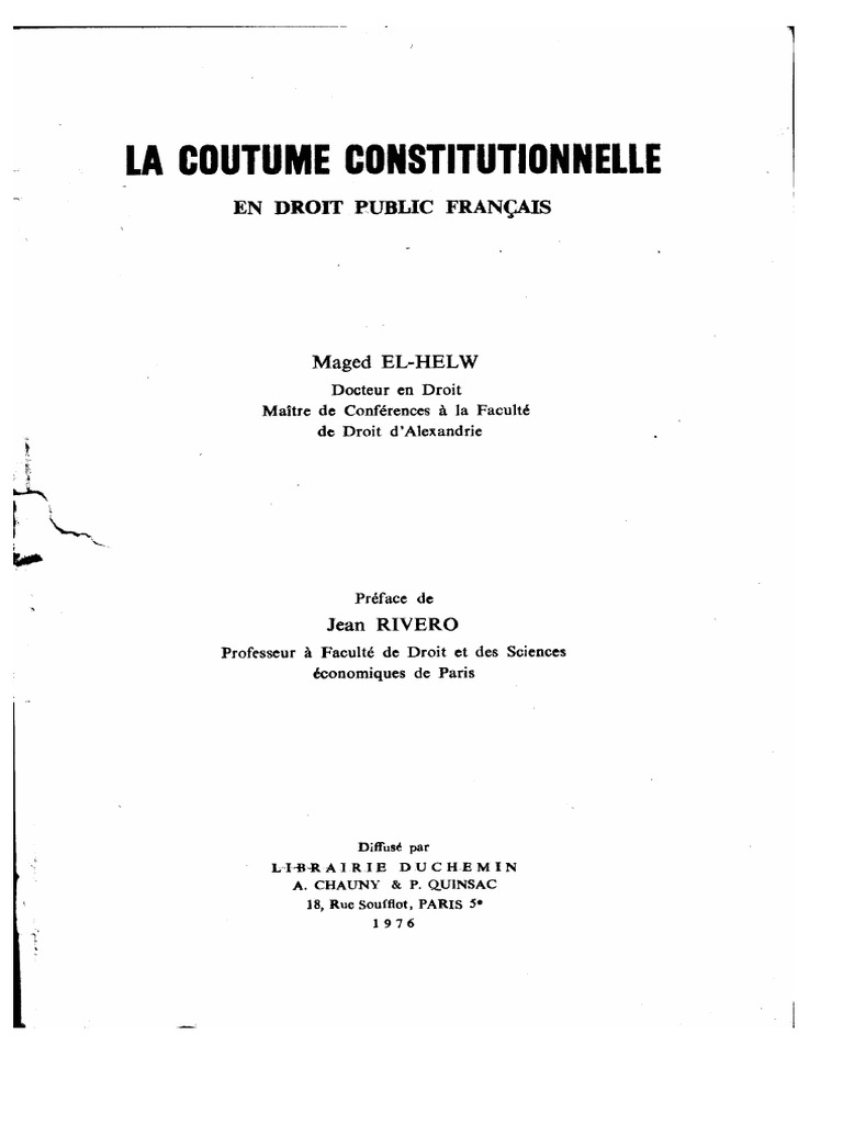 La Coutume Constitutionnelle en Droit Public Français | PDF