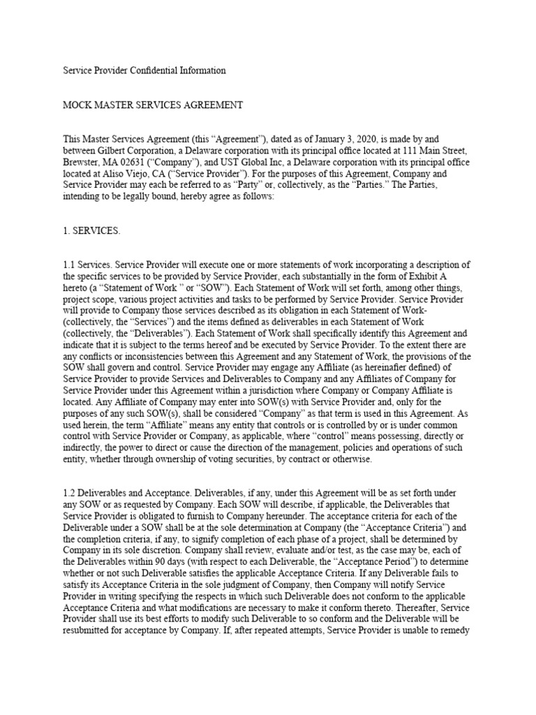 MSA Mock-Up - 5-10-2023 | PDF | Indemnity | Legal Liability