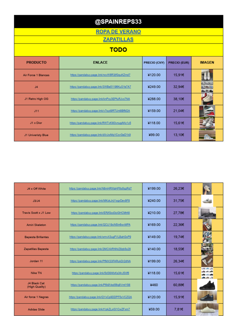 Spreadsheet | PDF | Shoe | Footwear