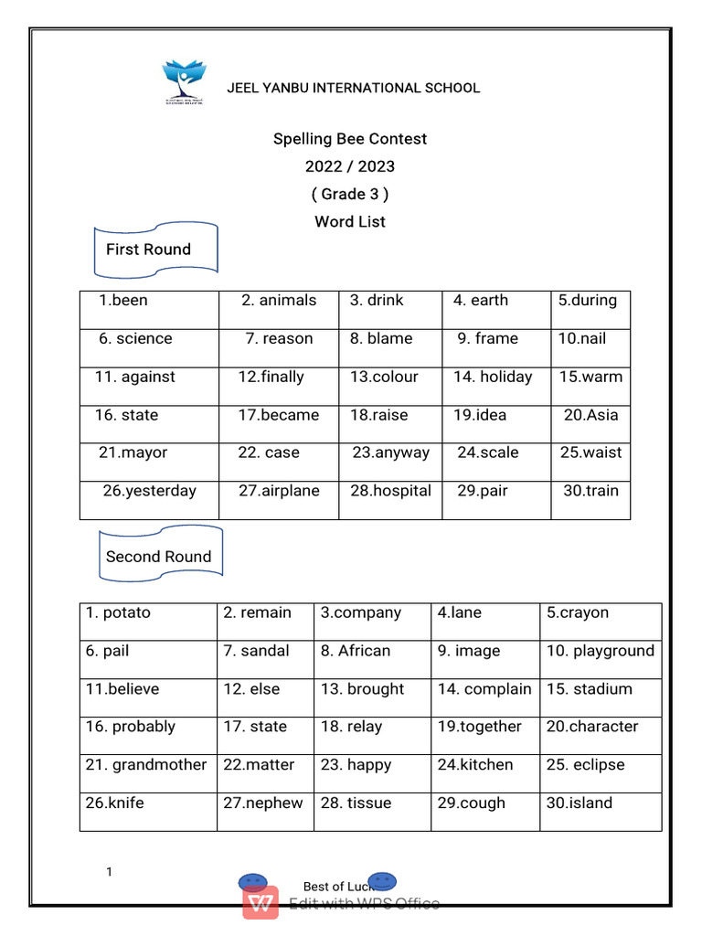 Spelling Bee | PDF