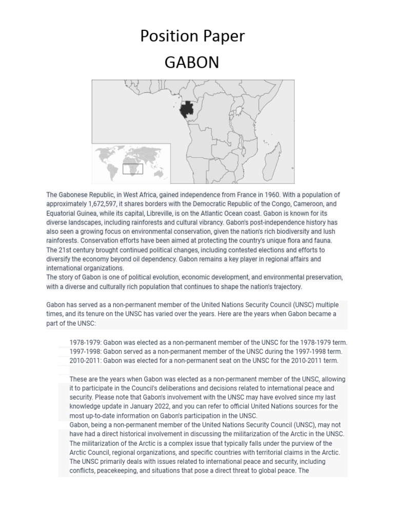Position Paper Gabon Unsc | PDF | Sustainability | United Nations ...