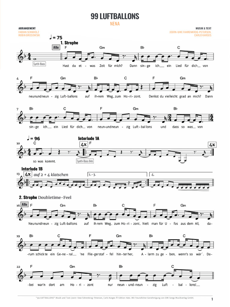 99-Luftballons Noten | PDF