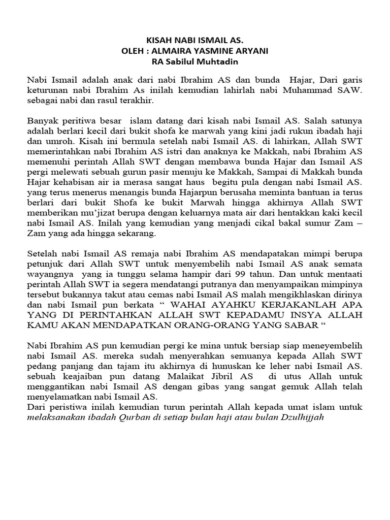 Kisah Nabi Ismail | PDF