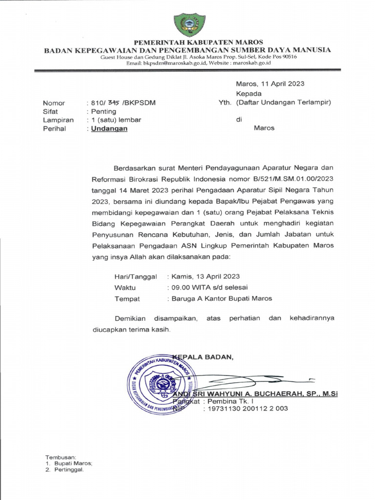 Surat Undangan Penyusunan Kebutuhan | PDF