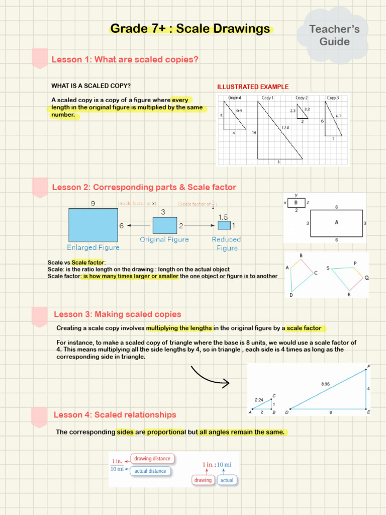 Grade 7+: Scale Drawings: Lesson 1: What Are Scaled Copies? | PDF ...