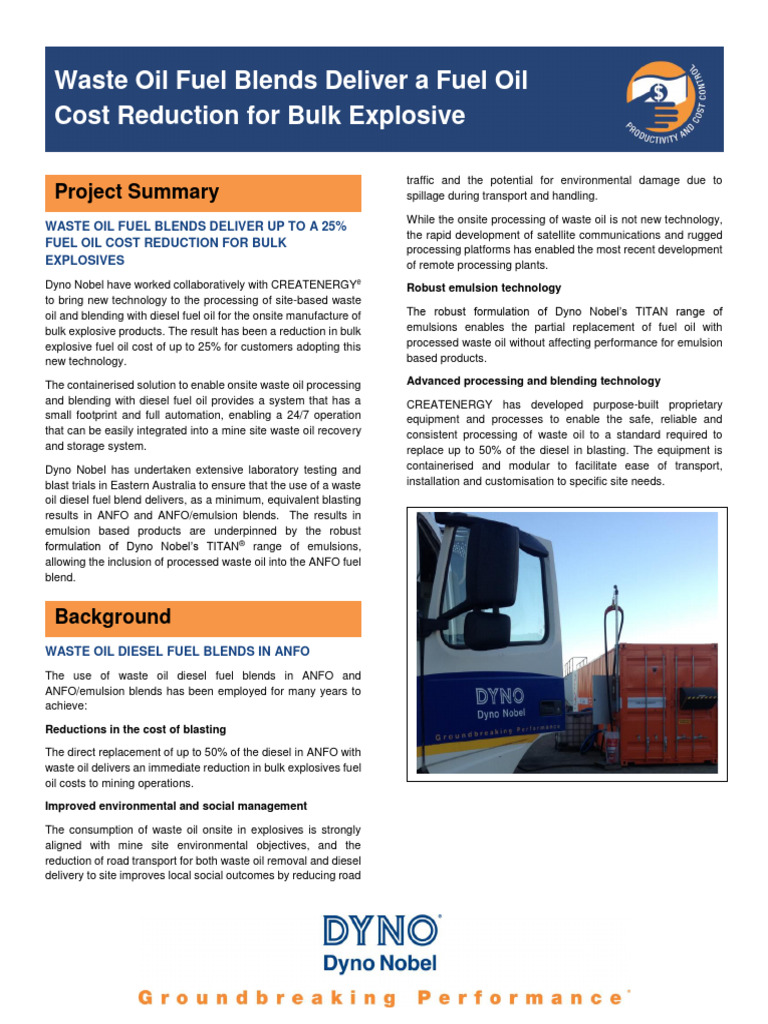 Waste Oil Fuel Blends Deliver Cost Reduction | PDF | Waste | Fuels