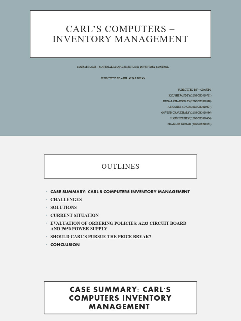 Carl's Computers - Inventory Management | PDF | Inventory | Lean ...