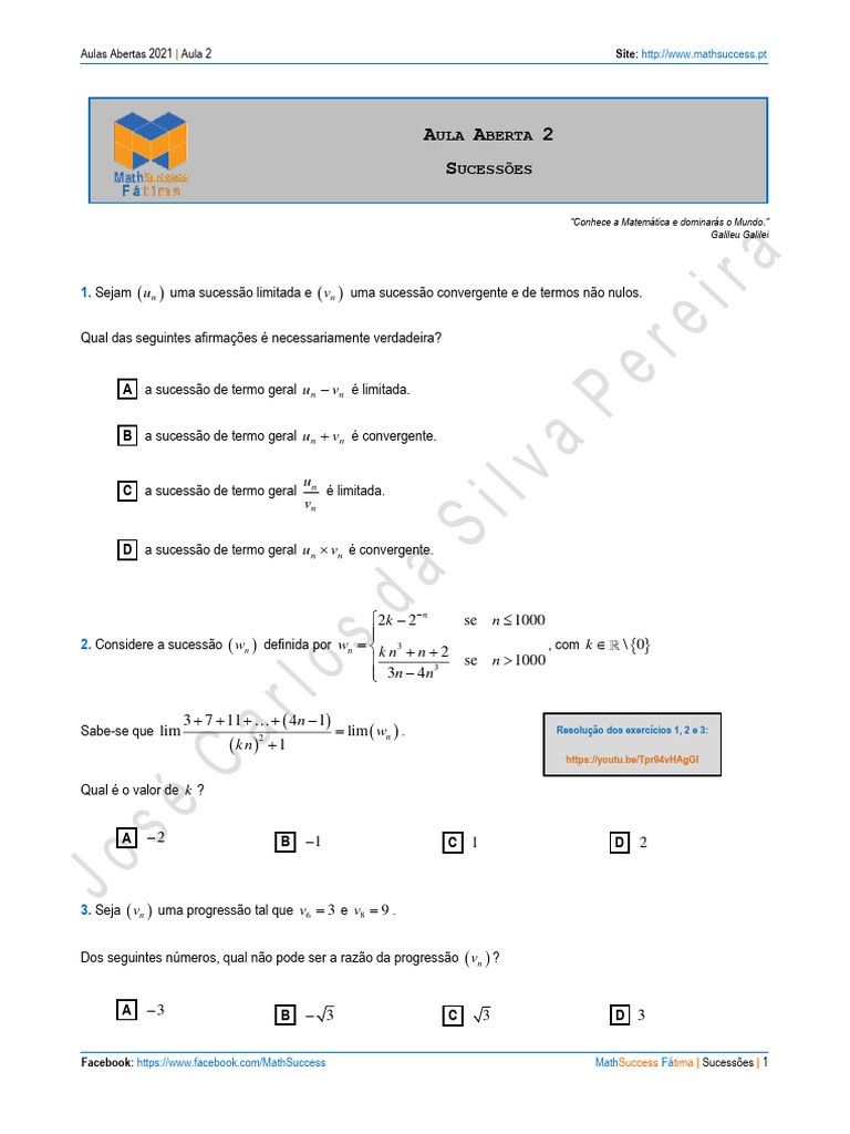 Exercícios Da Aula 2 | PDF | Aritmética | Matemática