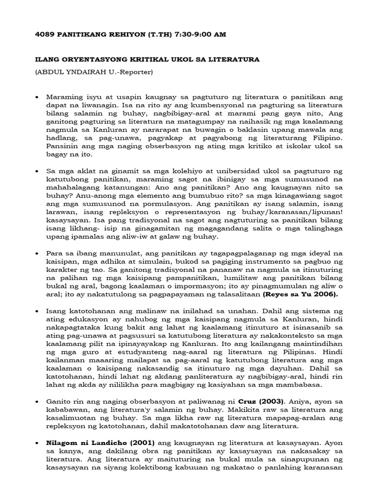 4089 Panitikang Rehiyon | PDF