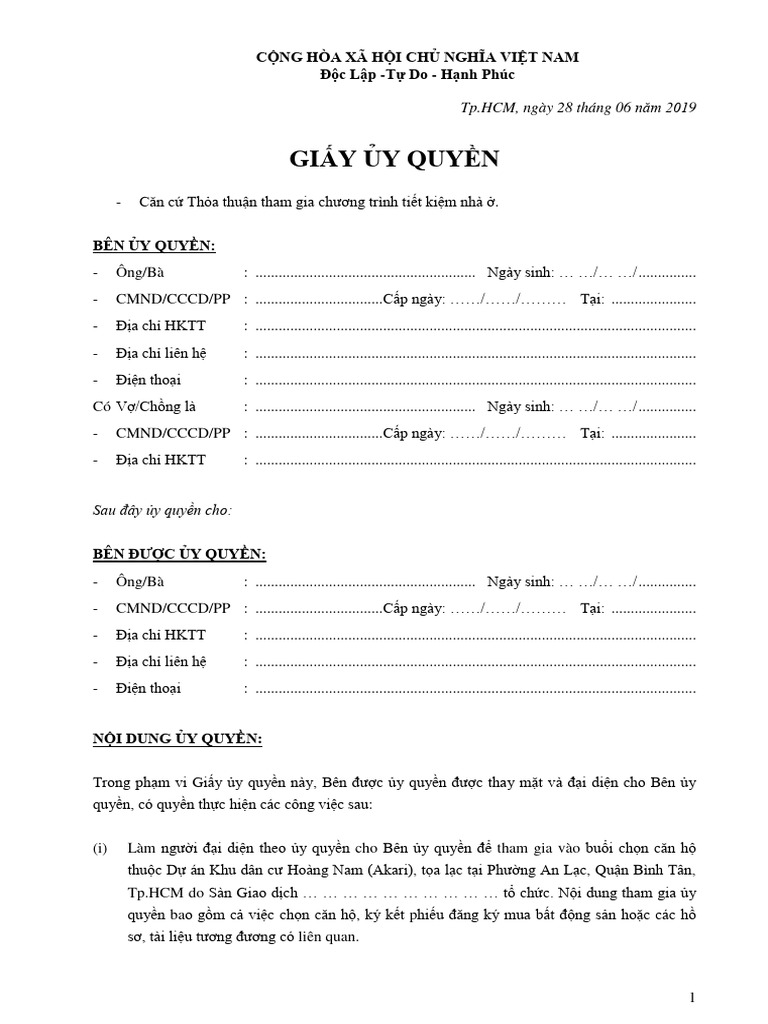 Giay Uy Quyen Ky Xac Nhan Chon Can | PDF