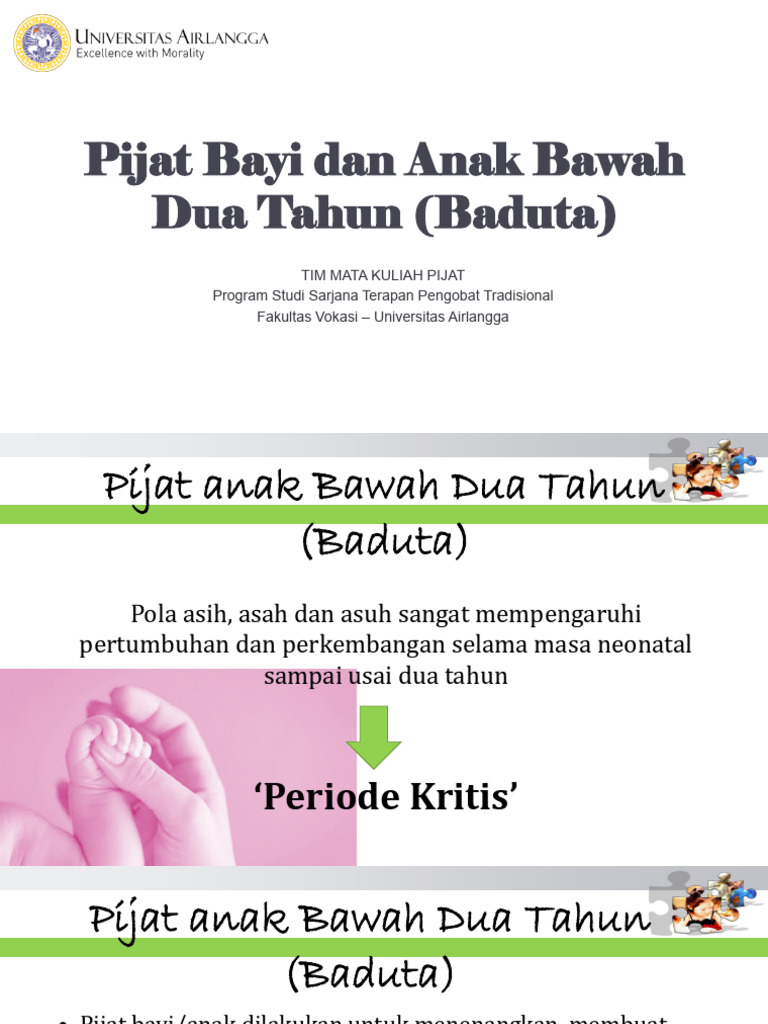 Pijat Anak Bawah Dua Tahun (Baduta) - BUKU PANDUAN DINKES 220723 | PDF