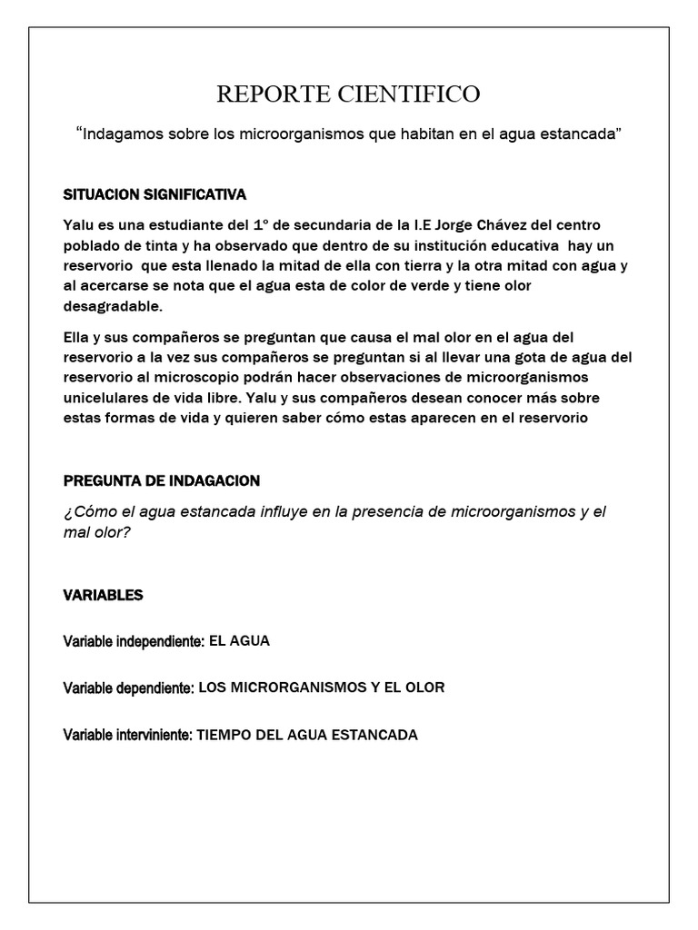 REPORTE CIENTIFICO Original P | PDF | Microorganismo | Agua
