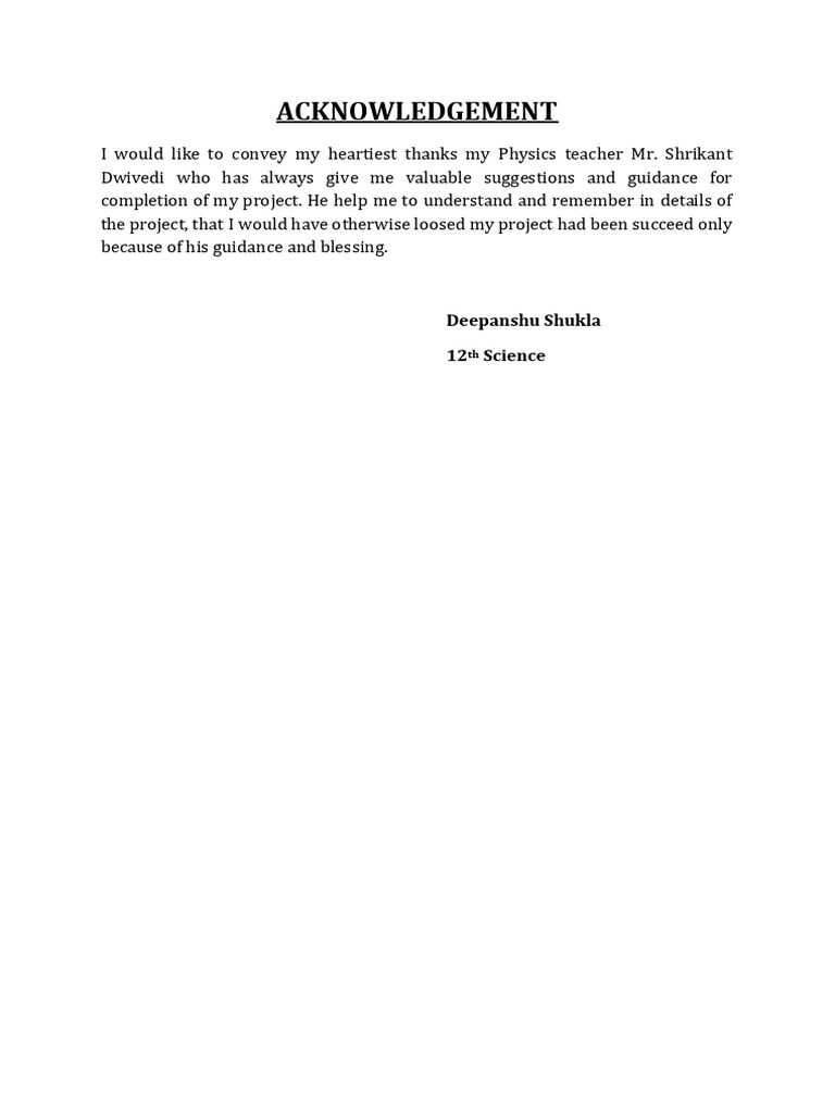 ACKNOWLEDGEMENT Physics PDF Final | PDF