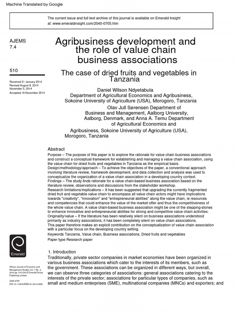 Agribusiness Value-Chain | PDF | Value Chain | Methodology