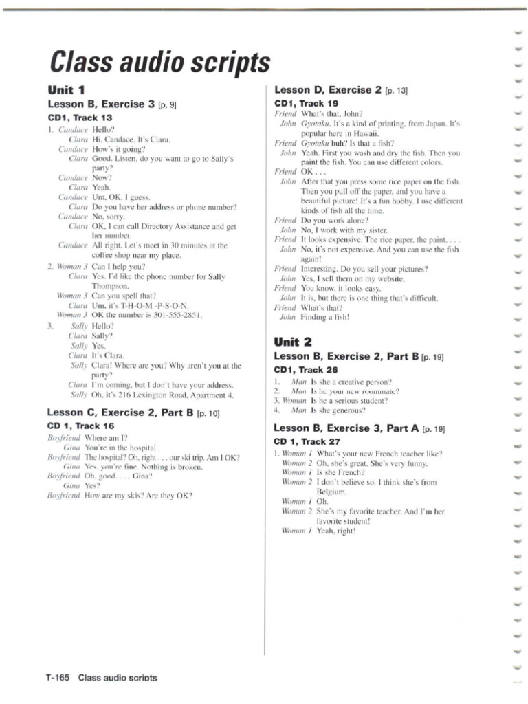 FC2 A2 Class Audio Scripts | PDF