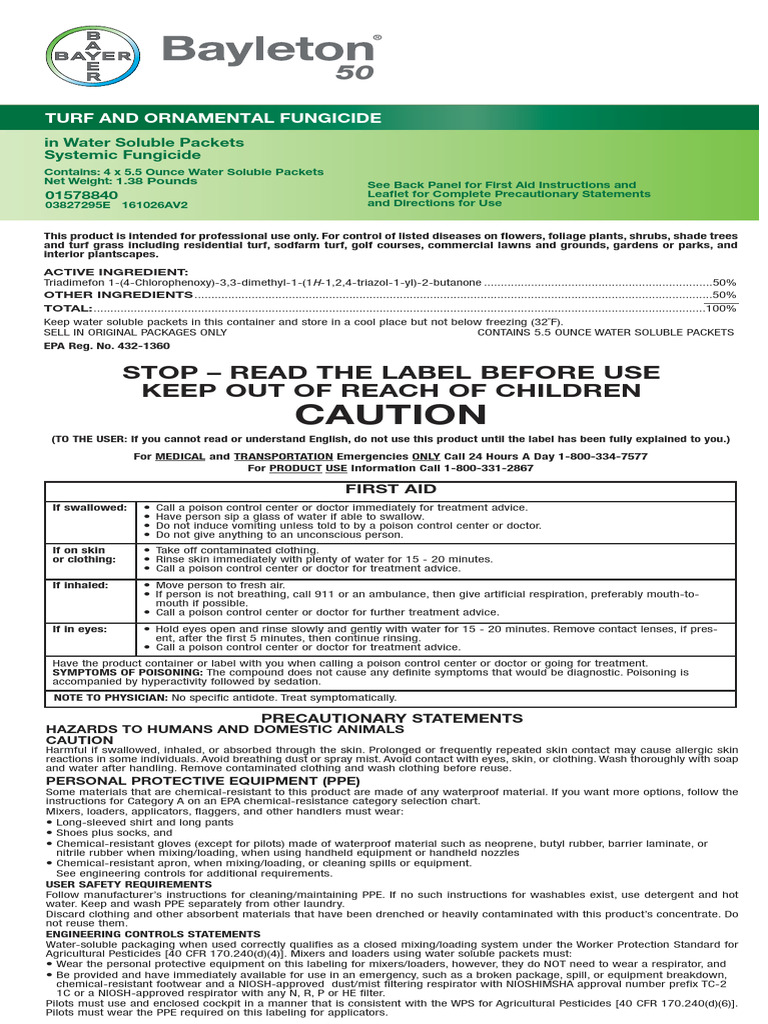 Bayleton 50 Dosis Dan Fungsinya | PDF | Personal Protective Equipment ...