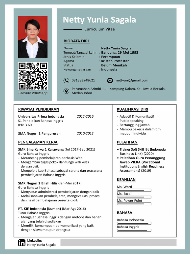 CV Netty Yunia Sagala | PDF