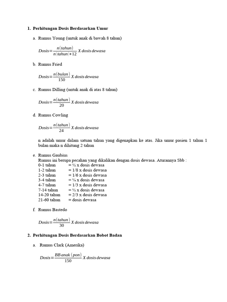 Rumus Dosis Obat untuk Anak | PDF